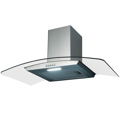 SIA CGH90SS 90cm Curved Glass Stainless Steel Chimney Cooker Hood ...