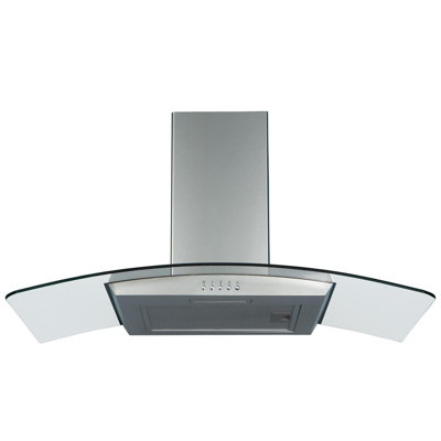 SIA CGH90SS 90cm Curved Glass Stainless Steel Chimney Cooker Hood ...