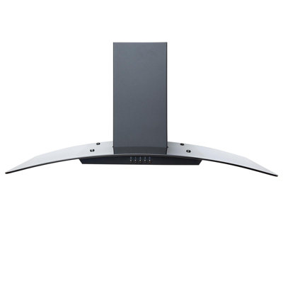 SIA CGHS90BL 90cm Curved Black Glass Cooker Hood Kitchen Extractor Fan