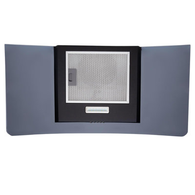 SIA CGHS90BL 90cm Curved Black Glass Cooker Hood Kitchen Extractor Fan