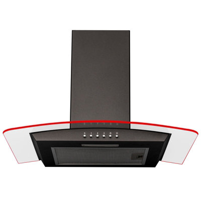 SIA CPLE60BL 60cm Black 3 Colour Edge Lit Curved Glass Cooker Hood ...