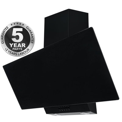 SIA EAG91BL Black 90cm Angled Glass Chimney Cooker Hood Kitchen ...