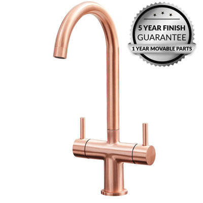 SIA KT3CU Copper Swan Neck Twin Lever Contemporary Monobloc Kitchen ...