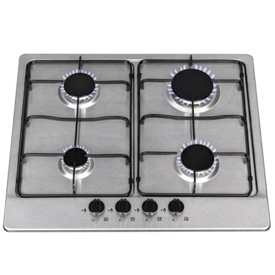 SIA SSG602SS 60cm Stainless Steel 4 Burner Gas Hob with Enamel Pan Stands