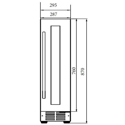 SIA WC30BL Freestanding 300mm / 30cm Black Under Counter LED 19 Bottle ...