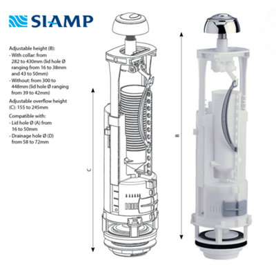 Siamp Optima 49 WC Toilet Dual Flush Valve