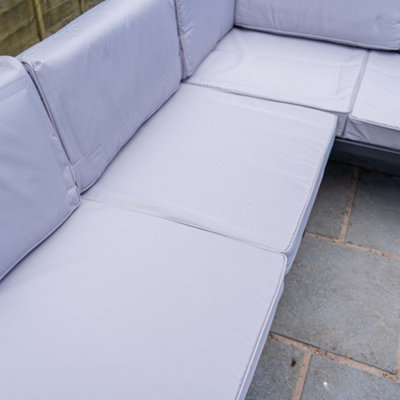 Sicily Grey L-Shaped Outdoor Corner Sofa Set with Cushions | DIY at B&Q