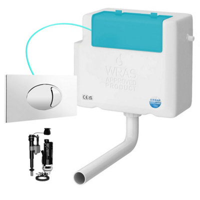 Side Entry Concealed Toilet Cistern WC with Dual Flush Polished Chrome ...