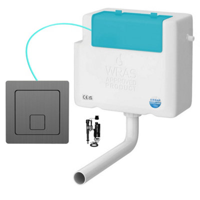 Side Entry Concealed Toilet Cistern WC with Dual Flush Square Gunmetal ...