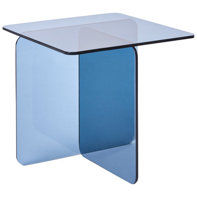 Side Table AMISK Tempered Glass Blue