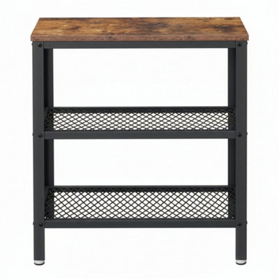 Side Table, Console Table, 2 Shelves Mesh Shelves, for Hallway, Living ...