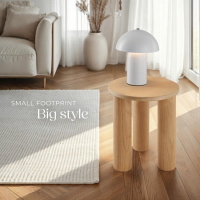 SIDE TABLE SISI - ROUND, SOLID WOOD LEGS, RUSTIC LOOK - LIGHT OAK