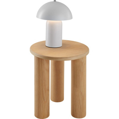 SIDE TABLE SISI - ROUND, SOLID WOOD LEGS, RUSTIC LOOK - LIGHT OAK