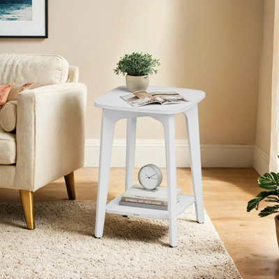 Side Table, Small Square End Table with Lower Shelf, Nightstand for ...