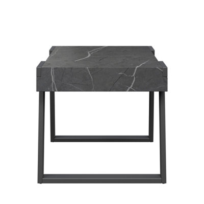 Side Table Verve Grey Marble Effect MDF Top 10cm Thick Living Room Lamp ...