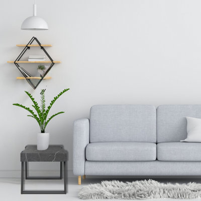 Side Table Verve Grey Marble Effect MDF Top 10cm Thick Living Room Lamp ...