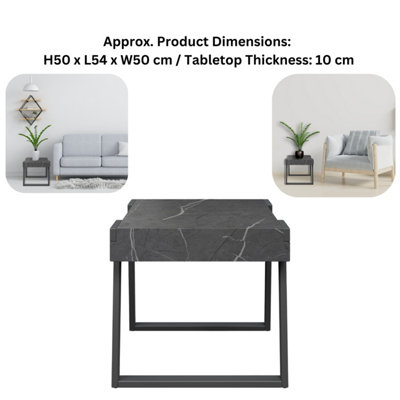 Side Table Verve Grey Marble Effect MDF Top 10cm Thick Living Room Lamp ...