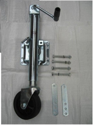 Side Winding Caravan Jockey Wheel with Swivel Fixing Bracket (Heavy ...