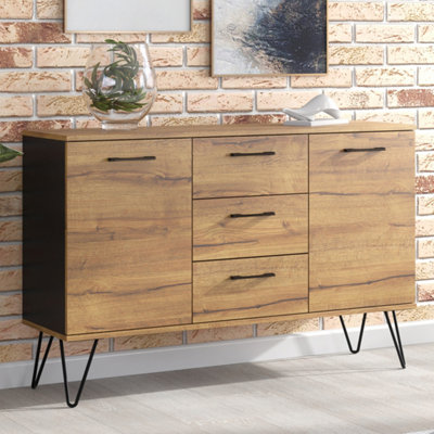 Sideboard 120cm Sideboard Cabinet Cupboard TV Stand Living Room Oak ...