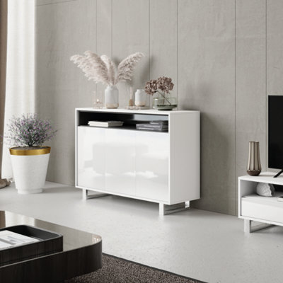 Sideboard 130cm TV Unit Cabinet Cupboard TV Stand Living Room High ...
