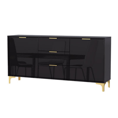 Shop Sideboard 140cm Modern Luxury TV Unit Stand - Black High Gloss