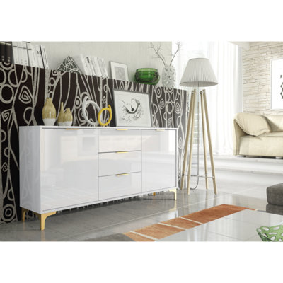 Sideboard 140cm Modern Luxury TV Unit Stand - White High Gloss