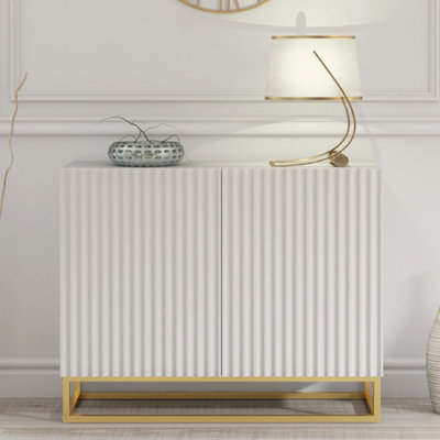 Sideboard Ripple 100cm - White with Fluted Doors