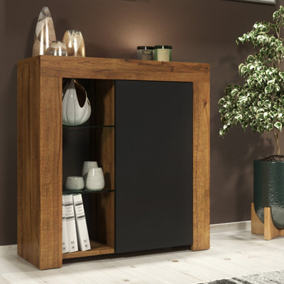 Sideboard Serene 83cm - Dark Oak & Black Matt Doors
