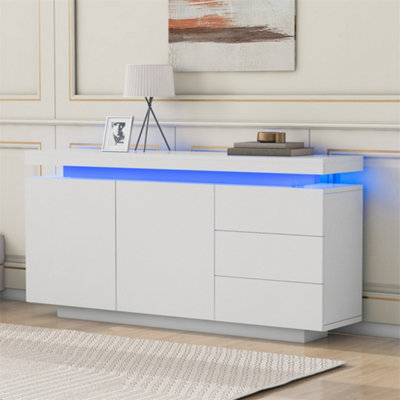 Sideboard with 16-Colour LED Lights, Chest of Drawers Highboard ...
