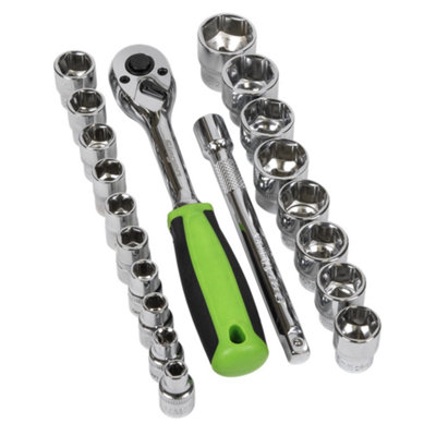 Siegen by Sealey 3/8" Sq Drive Socket Set 19pc 6pt 6 - 24mm S01243