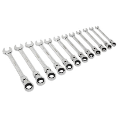 Siegen Flexi-Head Combination Ratchet Spanner Set 12pc