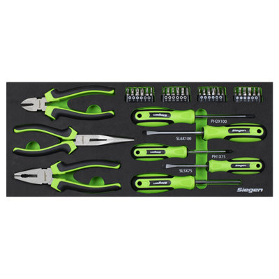 Siegen Portable Tool Chest 3 Drawer With 98 Pieces Tool Kit 1/4" 1/2" Tools