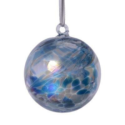 Sienna Glass 10cm Birthstone Ball December Turquoise