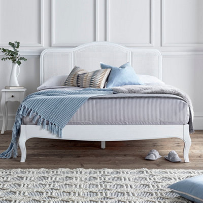 Sienna White Rattan Bed Frame Double Bed Frame Only