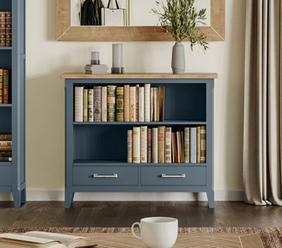 Signature Blue Low / Wide Bookcase | DIY at B&Q