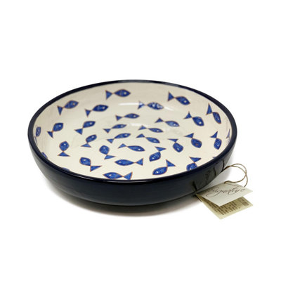 Signature Blue & White Fish Hand Painted Ceramic Kitchen Dining Large ...