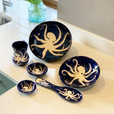 Signature Blue & White Octopus Hand Painted Ceramic Kitchen Small ...