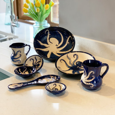 Signature Blue & White Octopus Hand Painted Ceramic Kitchen Small ...