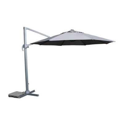 Signature Weave 3x3M Square Roma Parasol Grey & LED Solar Strip Rib Lights