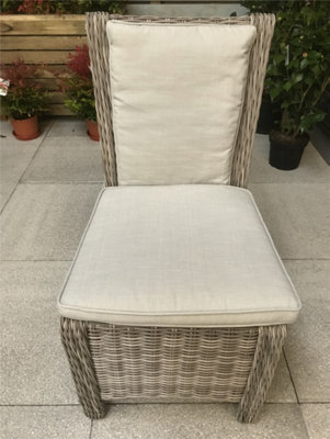 Signature Weave Alexandra Wicker High Back Dining Chair Fine Grey Cushions