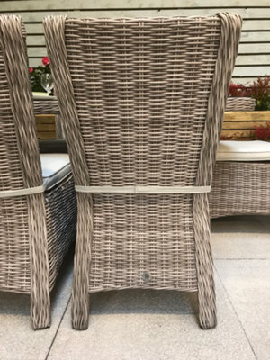 Signature Weave Alexandra Wicker High Back Dining Chair Fine Grey Cushions