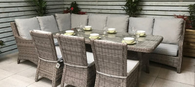 Signature Weave Alexandra Wicker Large Corner Sofa Dining Set & 3 ...