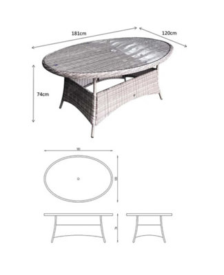 Signature Weave Alexandra Wicker Oval 6 Seater Dining Table Grey Indoor ...