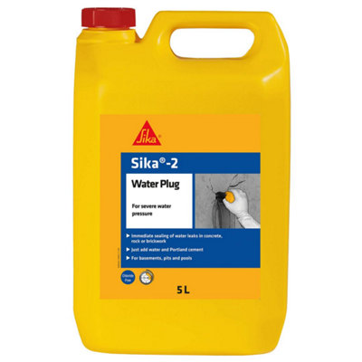 Sika-2 Water Plug - Red, 5L - Rapid-Setting Leak-Stopping Liquid for ...