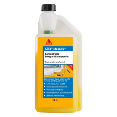 Sika MaxMix Waterproofer - Yellow, 1L - Concentrated Waterproofing ...