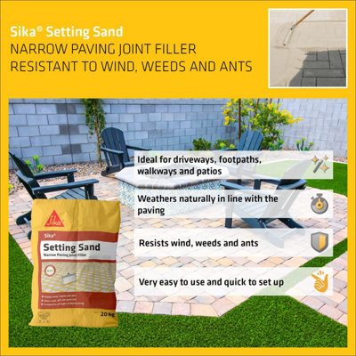 Sika Setting Sand - Buff, 20kg - Hard-Setting Paving Joint Filler ...
