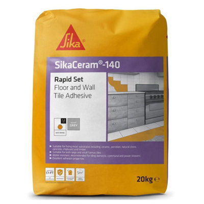 Sika SikaCeram-140 Rapid Set Tile Adhesive - Grey, 20kg - Water ...
