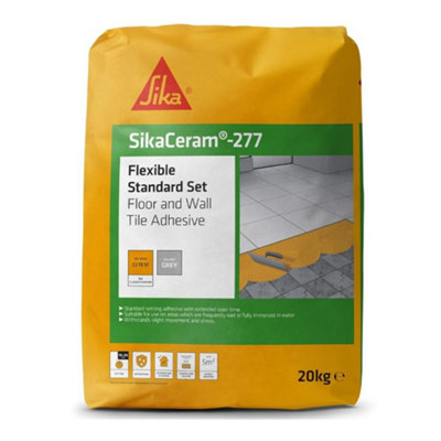 Sika SikaCeram-277 Flexible Standard Set Tile Adhesive - Grey, 20kg ...