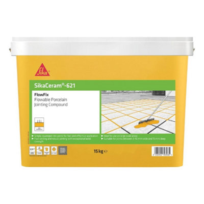 Sika SikaCeram 621 FlowFix Jointing Compound - Dark Grey, 15kg ...