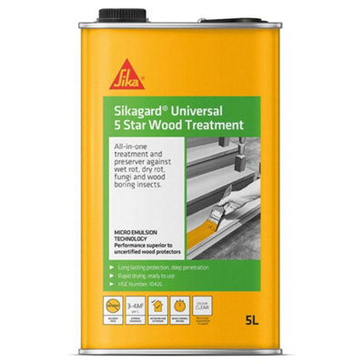 Sika Sikagard Universal 5 Star Wood Treatment - Clear, 5L - All-in-One ...